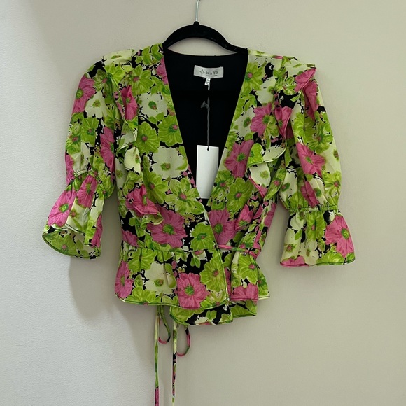 Wayf | Tops | Wayf Women Waist Tie Wrap Floral Print Blouses | Poshmark